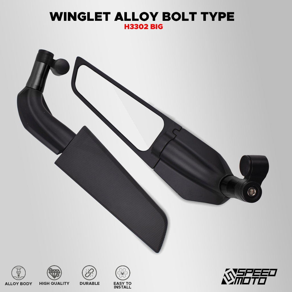 WINGLET ALLOY BOLT TYPE STEALTH MIRROR H3250 SMALL / H3302 BIG WIND ...