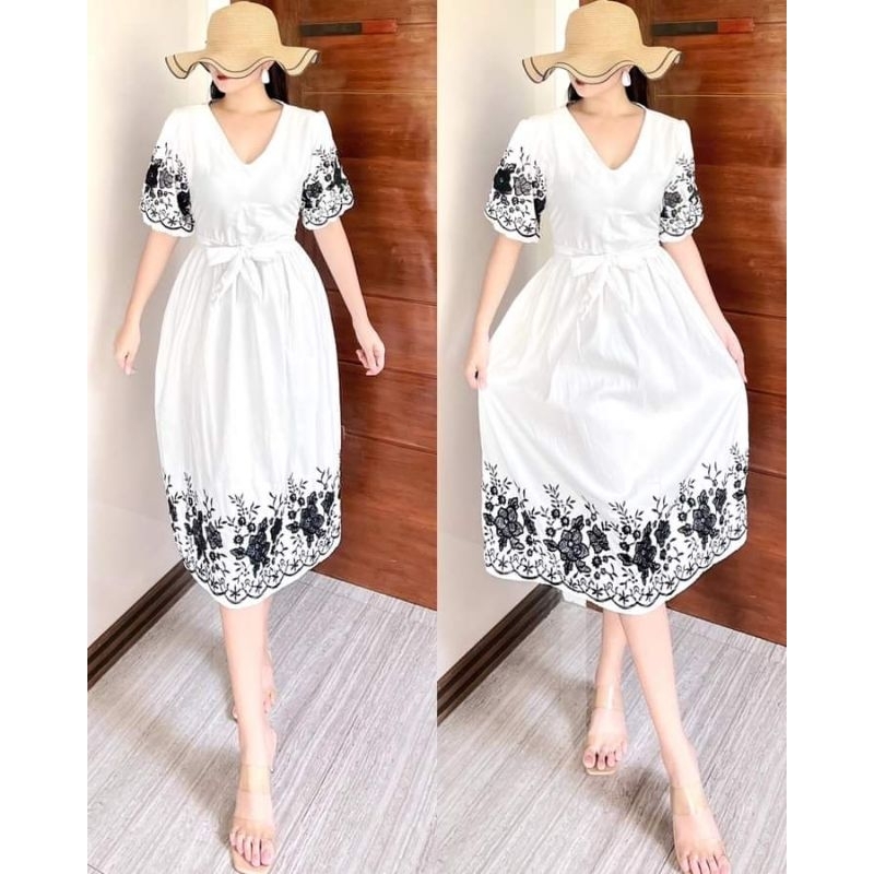 Lara embroid senepa Plus size dress Best fit Medium to xl) | Shopee ...