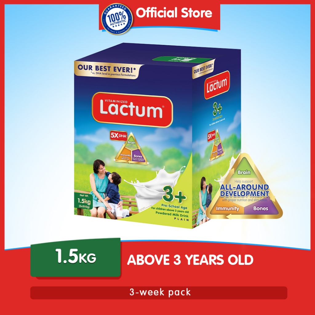 Lactum 3+ Plain 1.5kg Milk Drink for Children Over 3 - 5 Years Old ...
