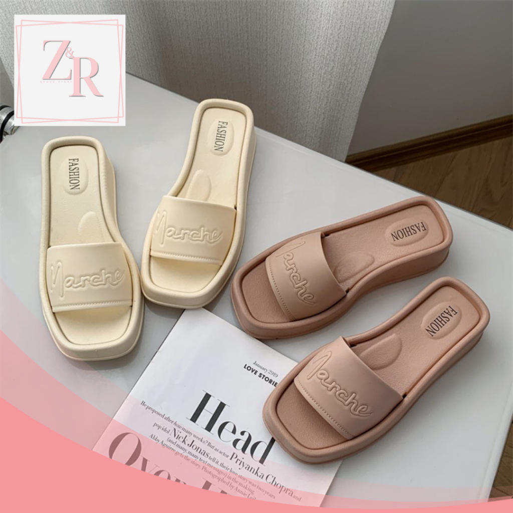 Z&R STORE Spacious Semi Wedge Peep Toe Slip-on for Women (Standard Size ...