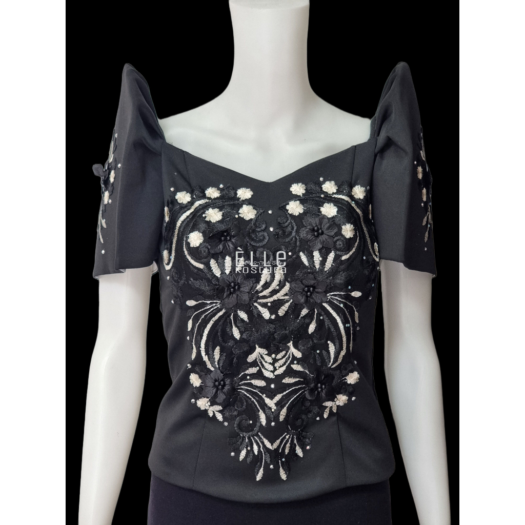 Modern Filipiniana Blouse 3D Lace | Shopee Philippines