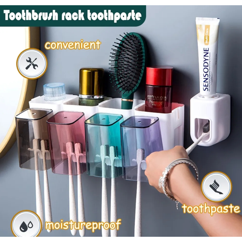 Rich Toothbrush Holder with Convenient Toothpaste Dispenser | Shopee ...
