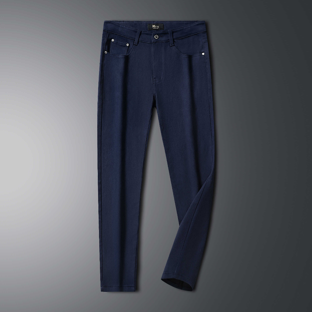 COD Men’s pants Cotton slim fit jeans High Quality dark blue | Shopee ...