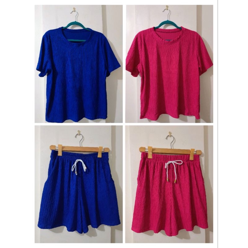 Plus Size Ripple Blister Top & Shorts Terno Set | Shopee Philippines