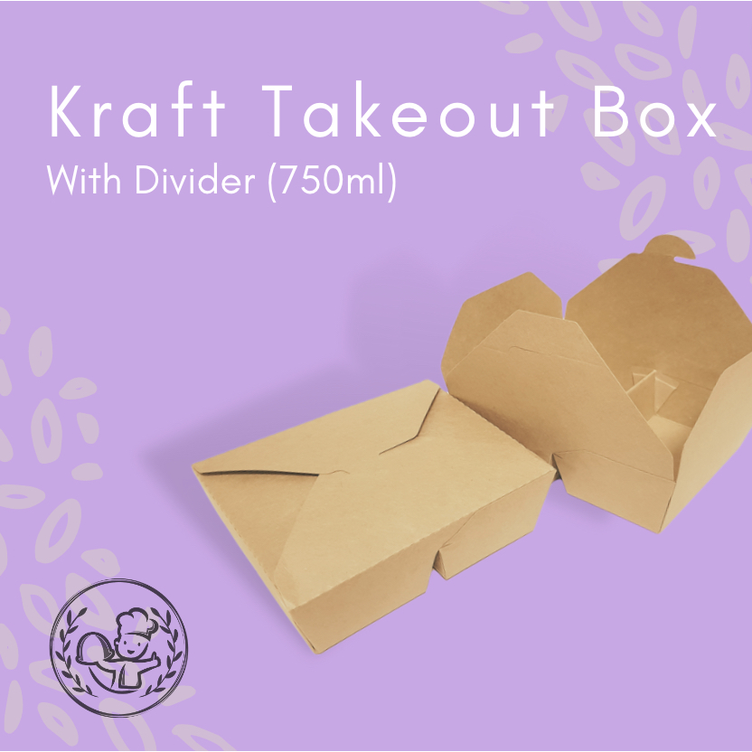 [10pcs] Kraft Takeout Box Food Container 750ml (With Divider) | Shopee ...