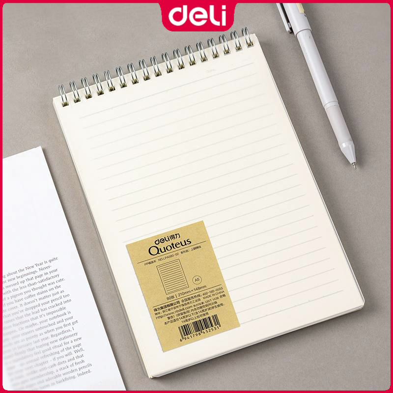 Deli A5/B5/A4 Binder Notebook 80 Sheets Line/Grid Spiral Notebooks ...