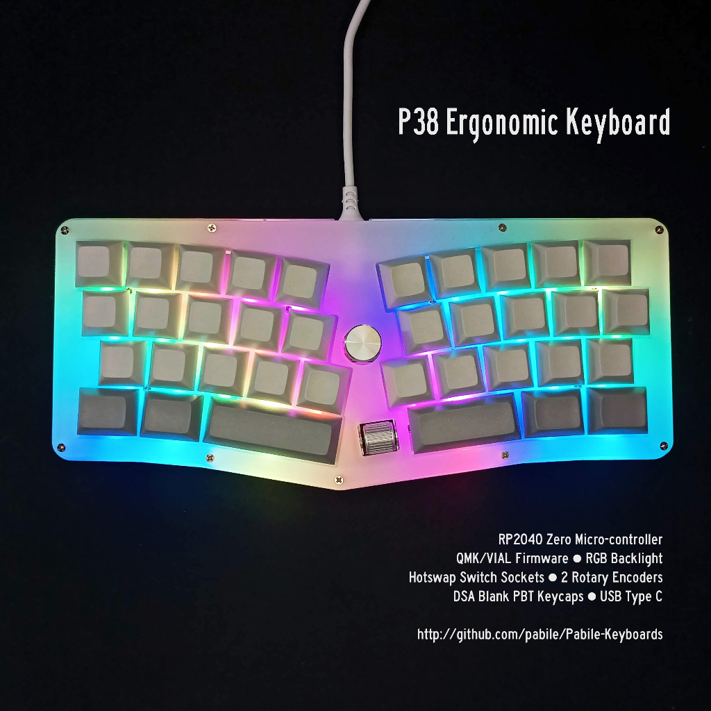 Pabile 38-Key P38 Programmable sub-40% Mechanical Keyboard Barebone QMK ...