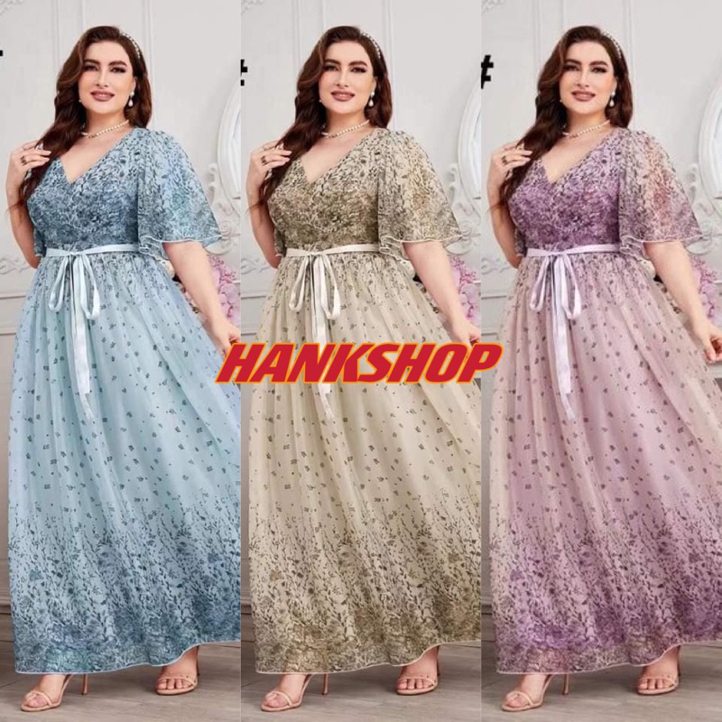 Womens Casual Formal Plus Size Dress Elegant Korean Fashion Party Maxi ...