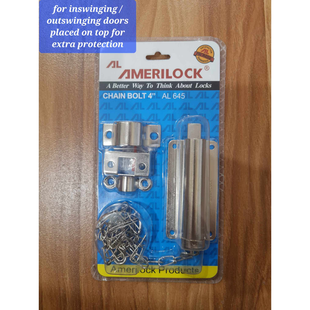 Amerilock Chain Bolt 4" Stainless Chain Bolt with ScrewsAL645 Door Pull ...