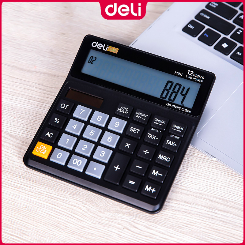 Deli EM01120 Basic Calculator Big 12 Digits Solar School Office ...