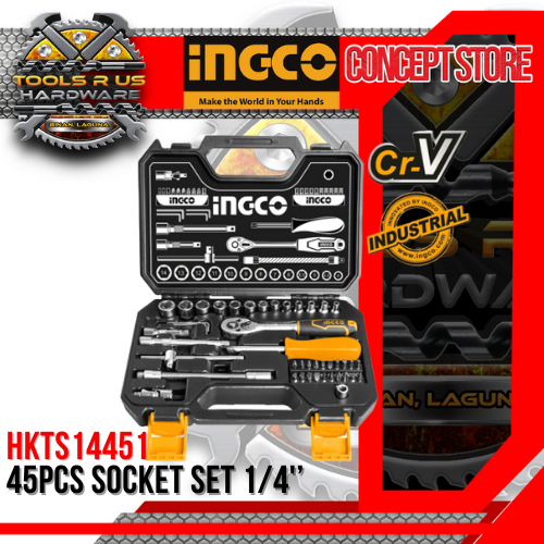 Ingco 45pcs Socket Set 1/4 inch HKTS14451* BN-HT BIÑAN | Shopee Philippines