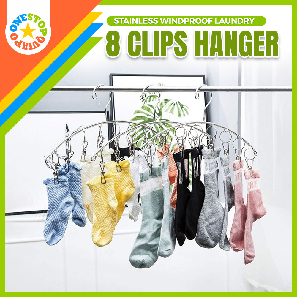 OSQ 8/10/20 Clips Stainless Steel Windproof Laundry Drying Clothesline ...