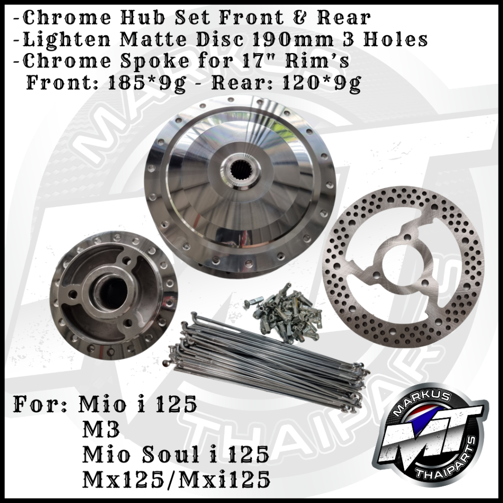 Hub set with Disc 3holes and Spoke set for Mio i 125 - M3 - Mio soul i ...