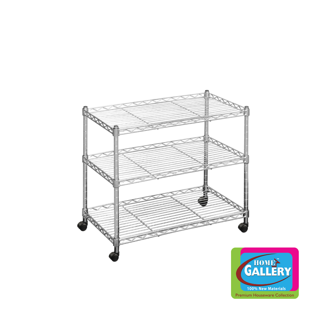 Home Gallery 3-Layer Adjustable Chrome Shelves Adjustable Height Open ...