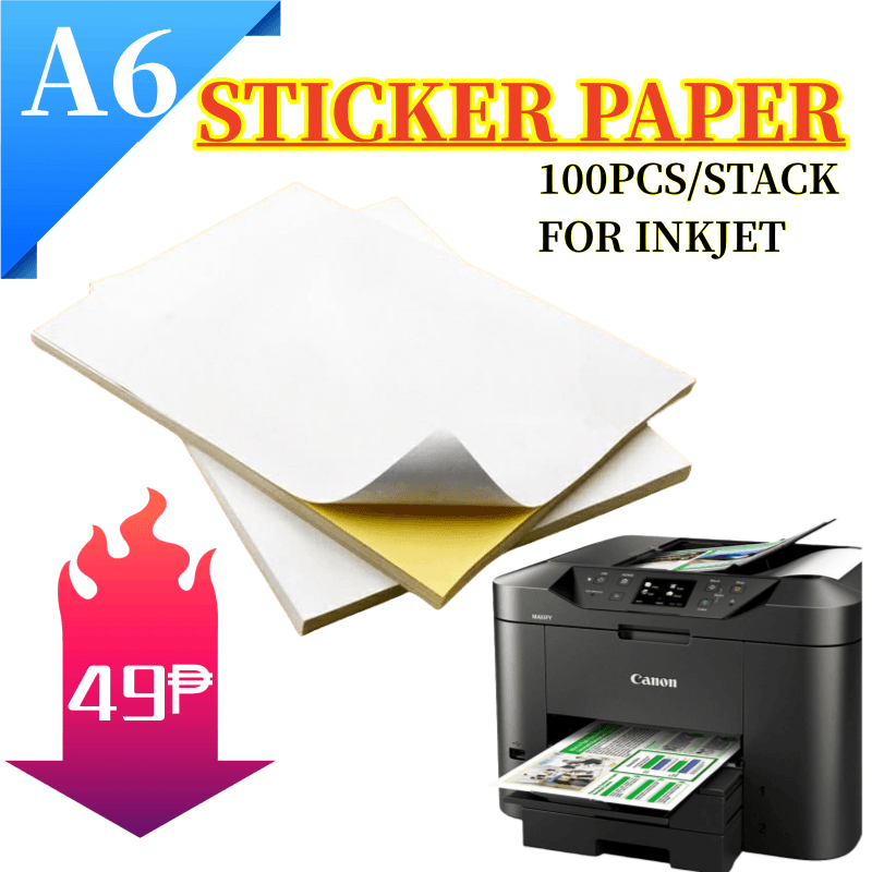 INKJET A6 Sticker Paper Printable sticker paper 100pcs/stack for Shopee ...