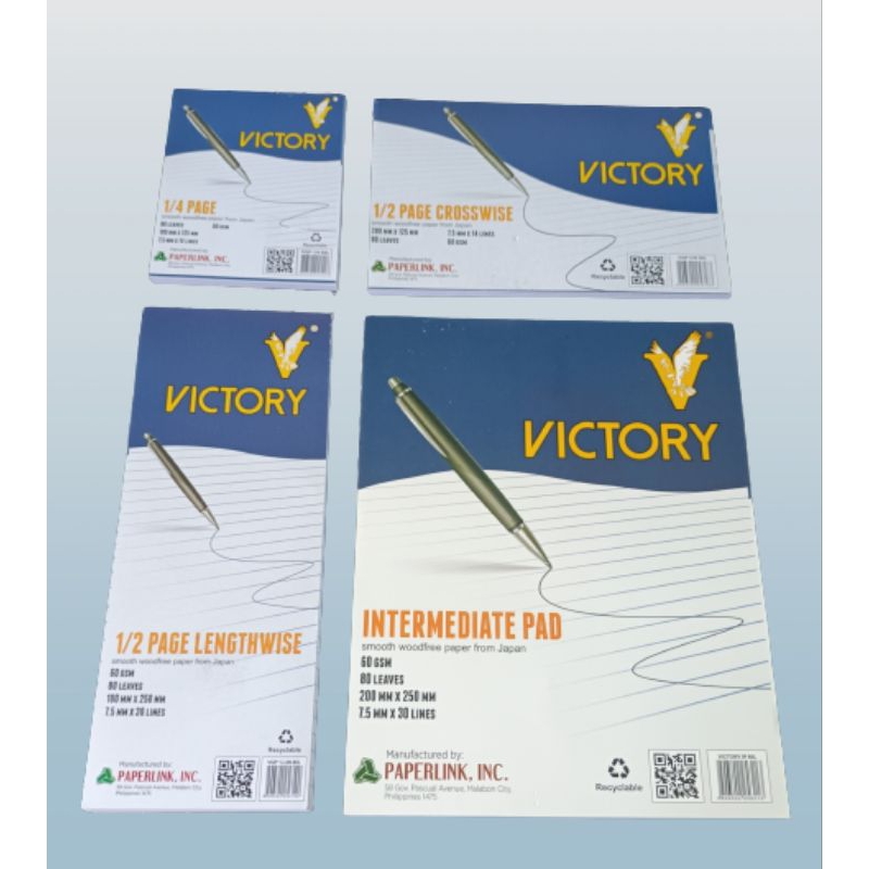 Victory pad Paper Set Quiz pad 4n1 80 lvs School Supplies | Shopee ...