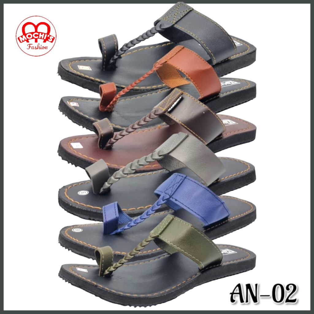 Marikina 'AN-02' Men's leatherette 'One Finger' slippers with Double ...
