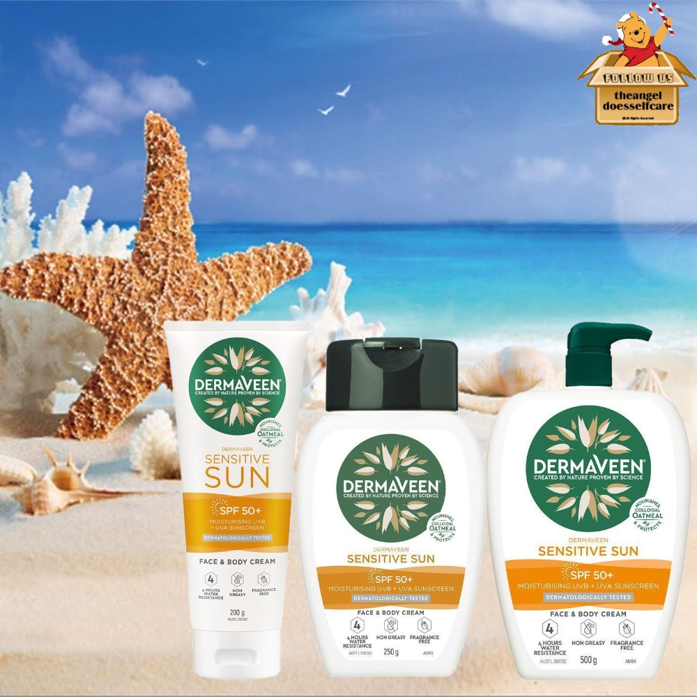 DermaVeen Sensitive Sun SPF 50+ Moisturising Face & Body Cream 200g ...