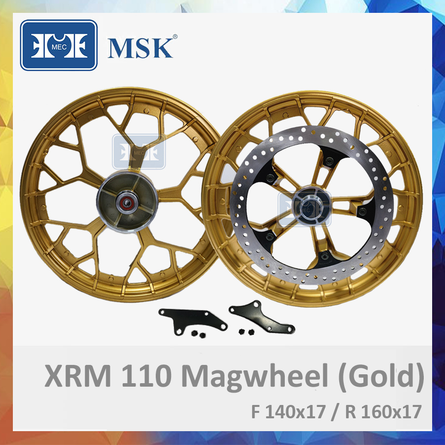 XRM 110/125 /Wave100/125 Magwheel Black / Matte Gold (Pair) F 140x17 ...