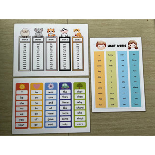 Educational learning materials for kids Laminated A4 Size Chart SIGHT WORDS PRONOUNS VOWELS ...