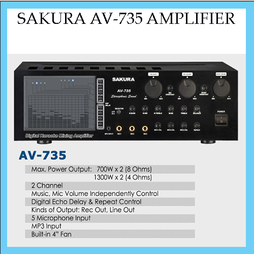 SAKURA AV-735 Stereo Mixing Amplifier | Shopee Philippines