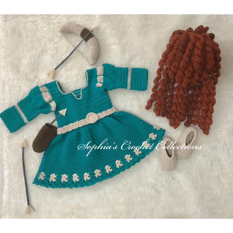 CROCHET MERIDA OF BRAVE COSTUME SET (DISNEY PRINCESS) | Shopee Philippines