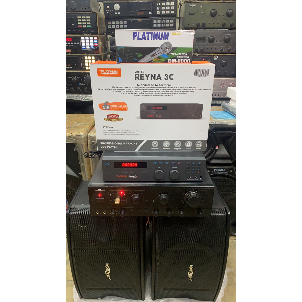 Platinum Reyna 3c 21k songs + KONZERT KS-450v 450watts + AV-602 amplifier + wired microphone ...