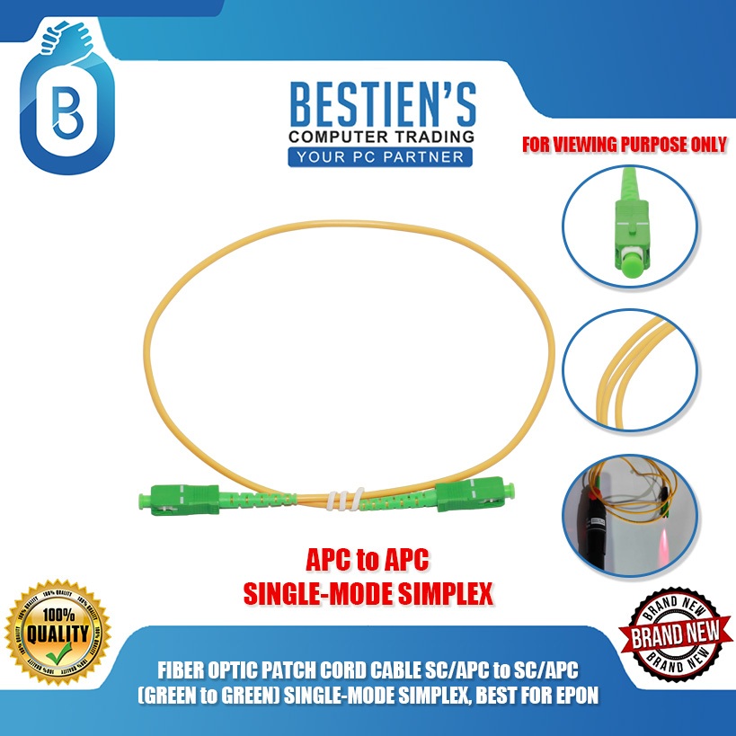 FIBER OPTIC PATCH CORD CABLE SC/APC to SC/APC (GREEN to GREEN) SINGLE ...