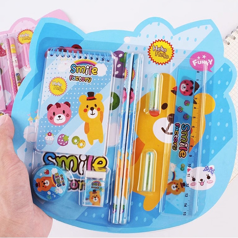 Multifunction cartoon portable writing stationery set for Kid Earlier ...