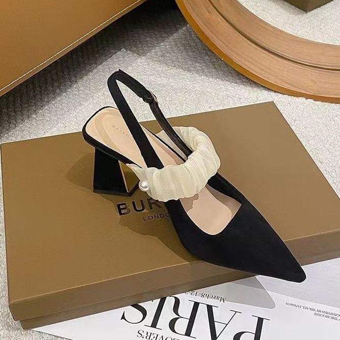 Summer sandals black high heels pointed heels 6cm | Shopee Philippines