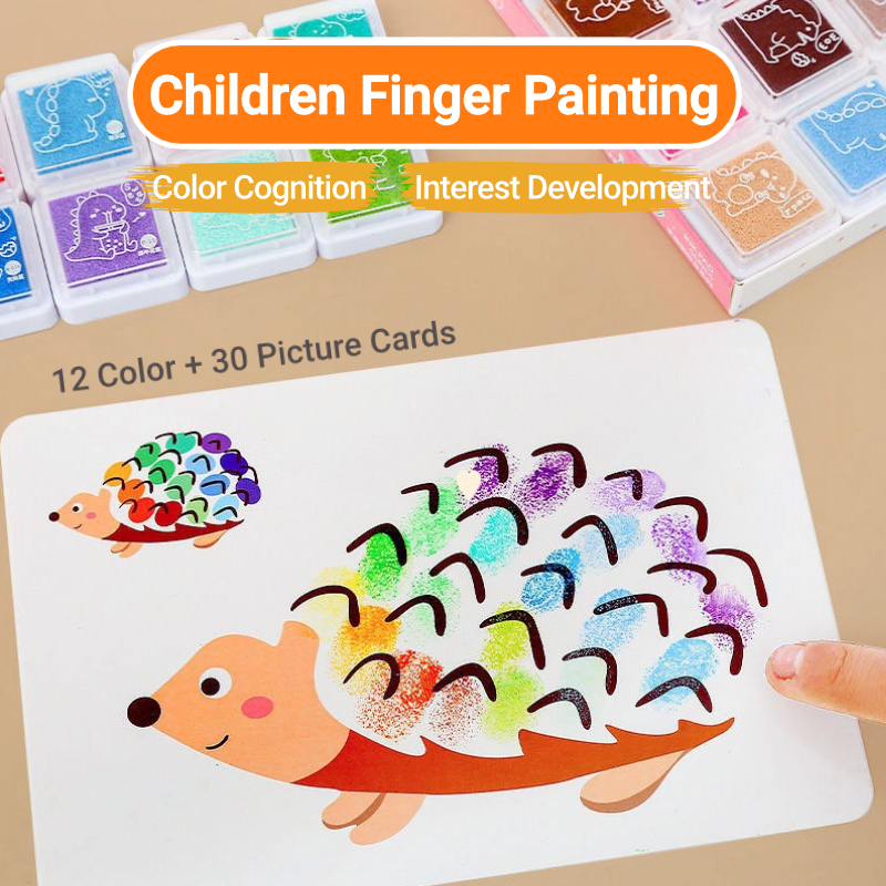 Painting set for kid 12 Color DIY Finger Painting Kit with Book Paper ...