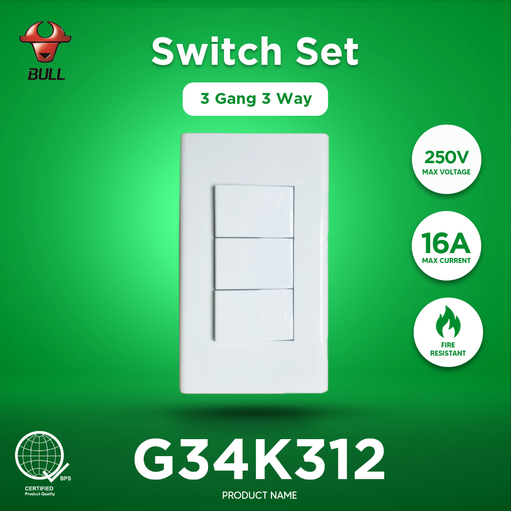 GONEO 3 Gang 3 Way Switch 16A with High Power Rating G34K312 | Shopee ...
