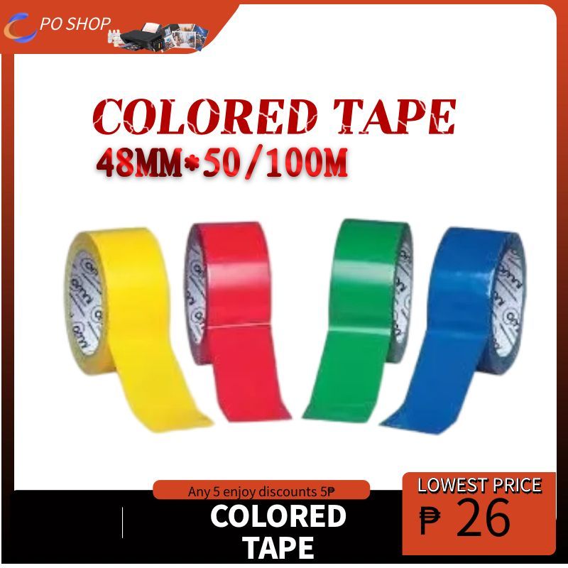 Colored Packaging Tape 48mm x 50/100M Colored Adhesive Packaging Tape ...