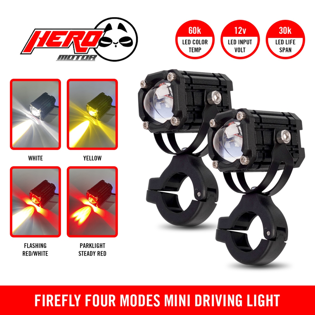 Firefly Four Modes Mini Driving Light 1 Pair (2pcs) LED High Beam & Low ...
