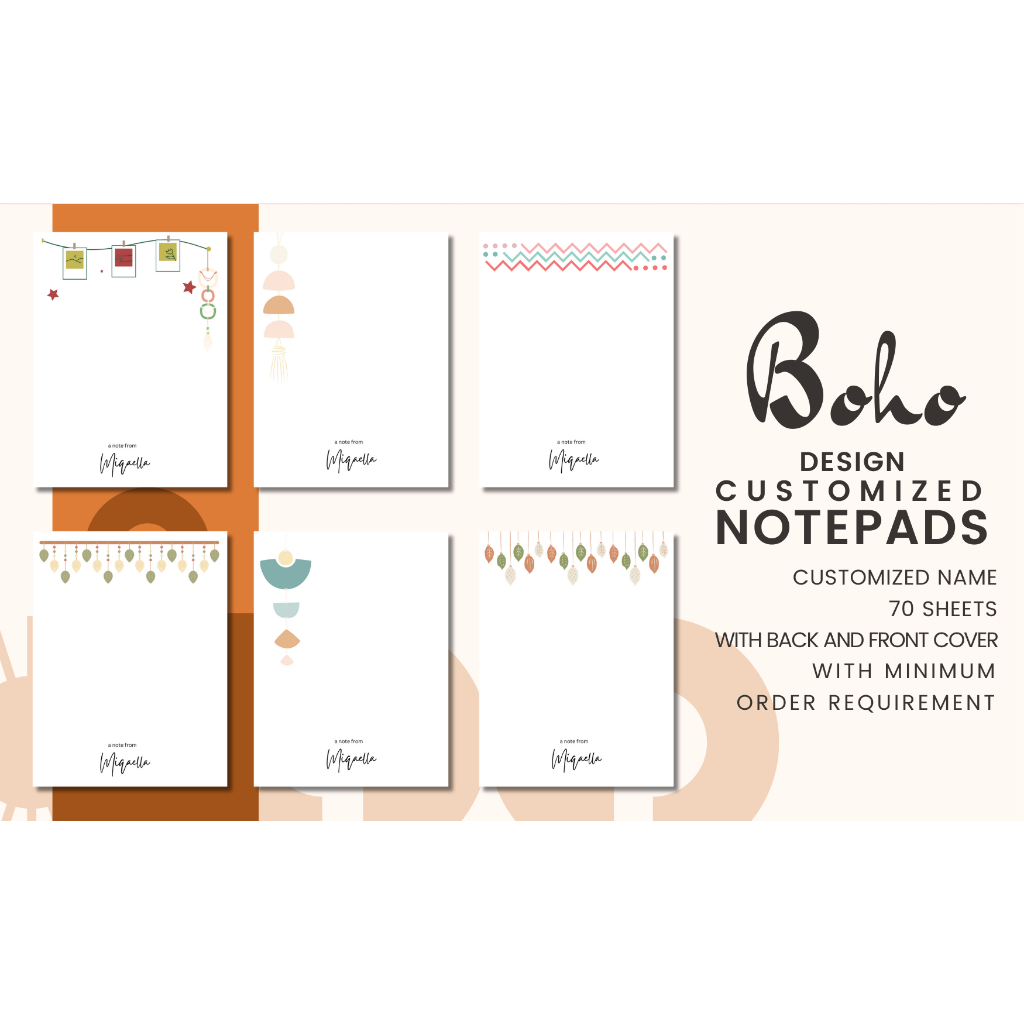 PERSONALIZED NOTEPADS - Boho design | Shopee Philippines