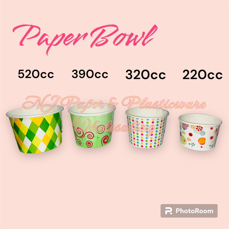 [25 pcs ]Paper Bowl Assorted 520cc / 390cc / 320cc 260 cc / 220cc ...