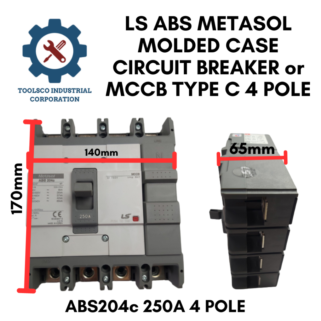 LS ABS METASOL MOLDED CASE CIRCUIT BREAKER or MCCB TYPE C 4 POLE | Shopee Philippines