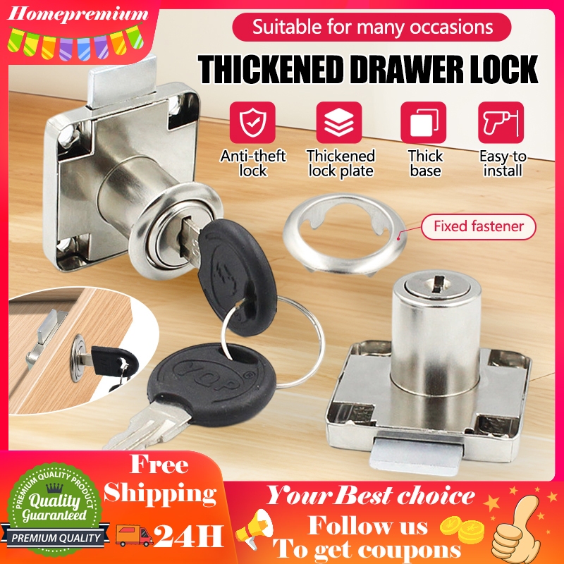Drawer Lock With 2 Keys Fixed Clasp Cold-rolled steel Cabinet Lock ...
