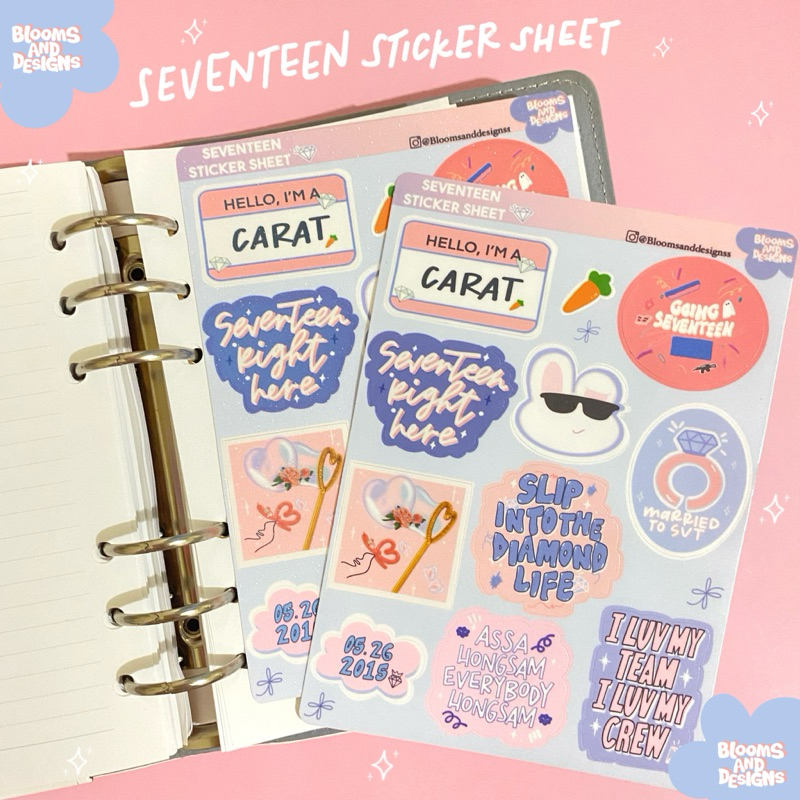 Seventeen Sticker sheet, Seventeen Waterproof Vinyl Stickers, Kpop ...