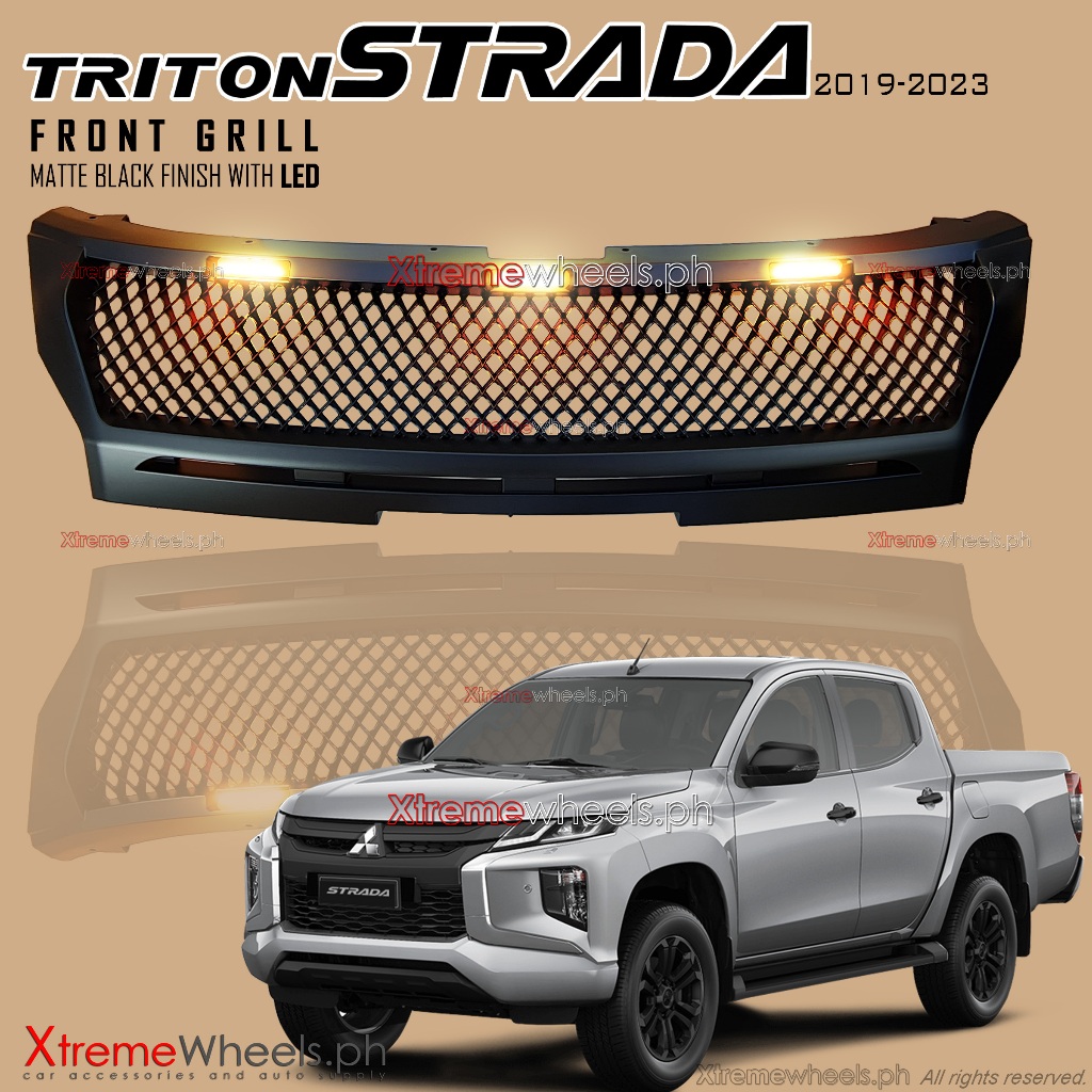 Mitsubishi Strada 2019-2025 with LED Matte Black Mesh Type Front Bumper ...
