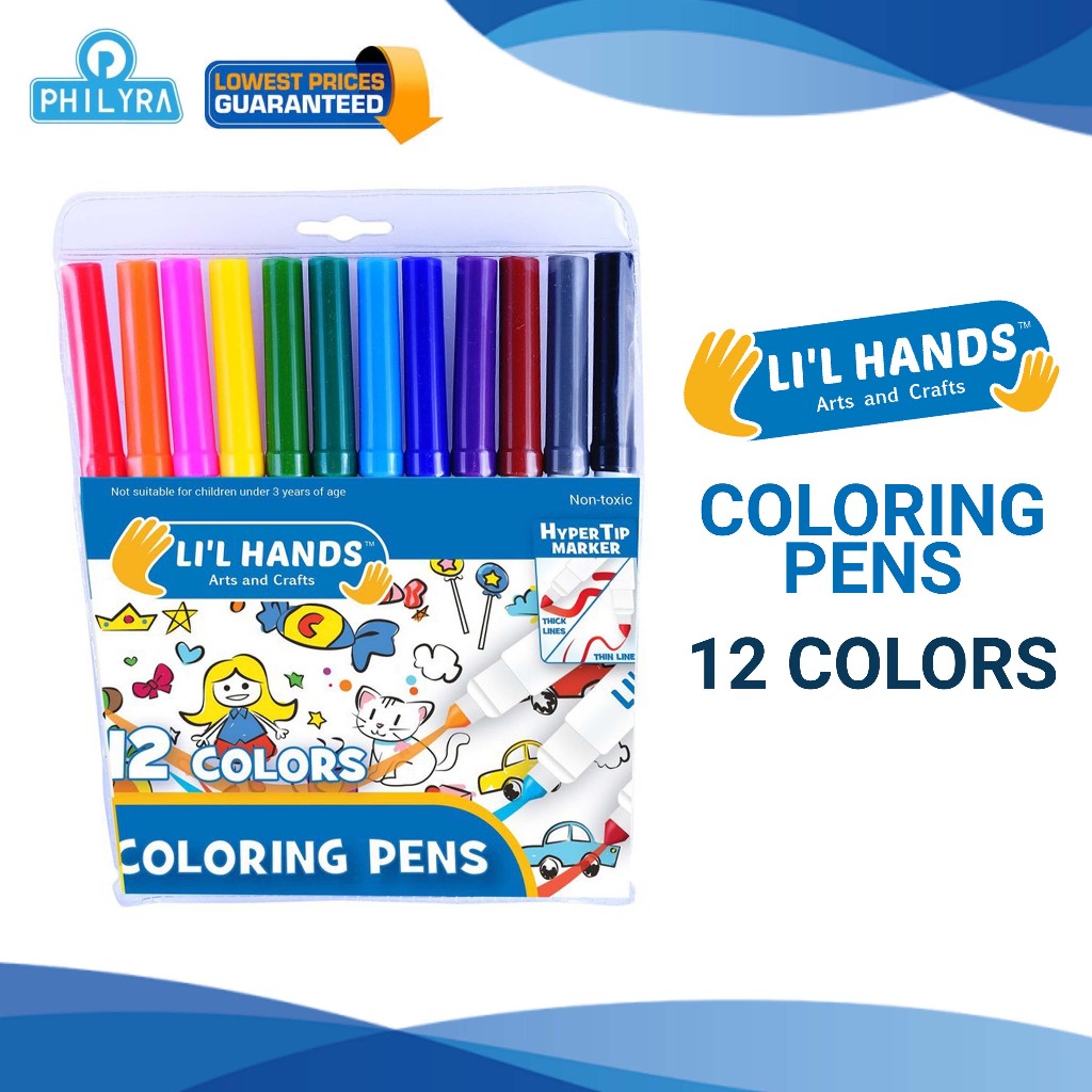 PHILYRA COD LIL HANDS COLORING PENS - HYPER TIP MARKER 12 COLORS, ART ...