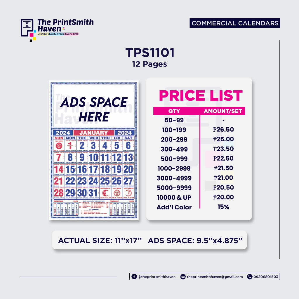100set 1101* Commercial Calendar | Shopee Philippines