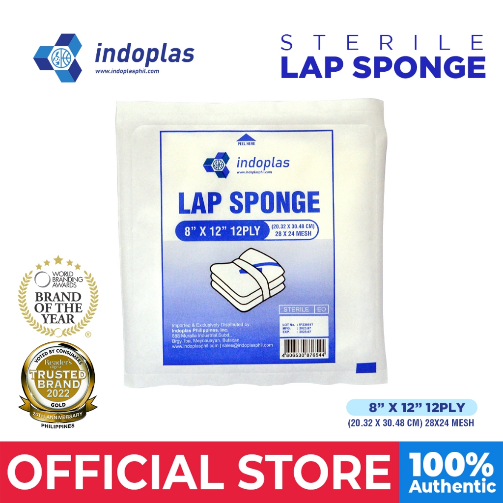 Indoplas Sterile Lap Sponge 8x12 - 12 ply - 1 Piece | Shopee Philippines