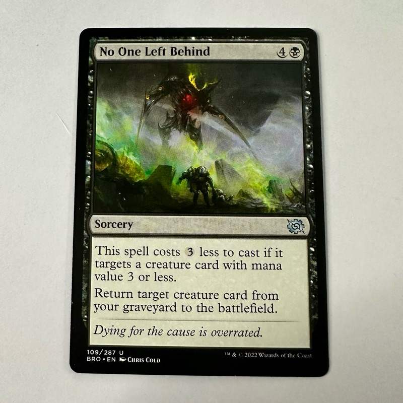 NO ONE LEFT BEHIND | BRO THE BROTHERS’ WAR | SORCERY | BLACK | MTG ...