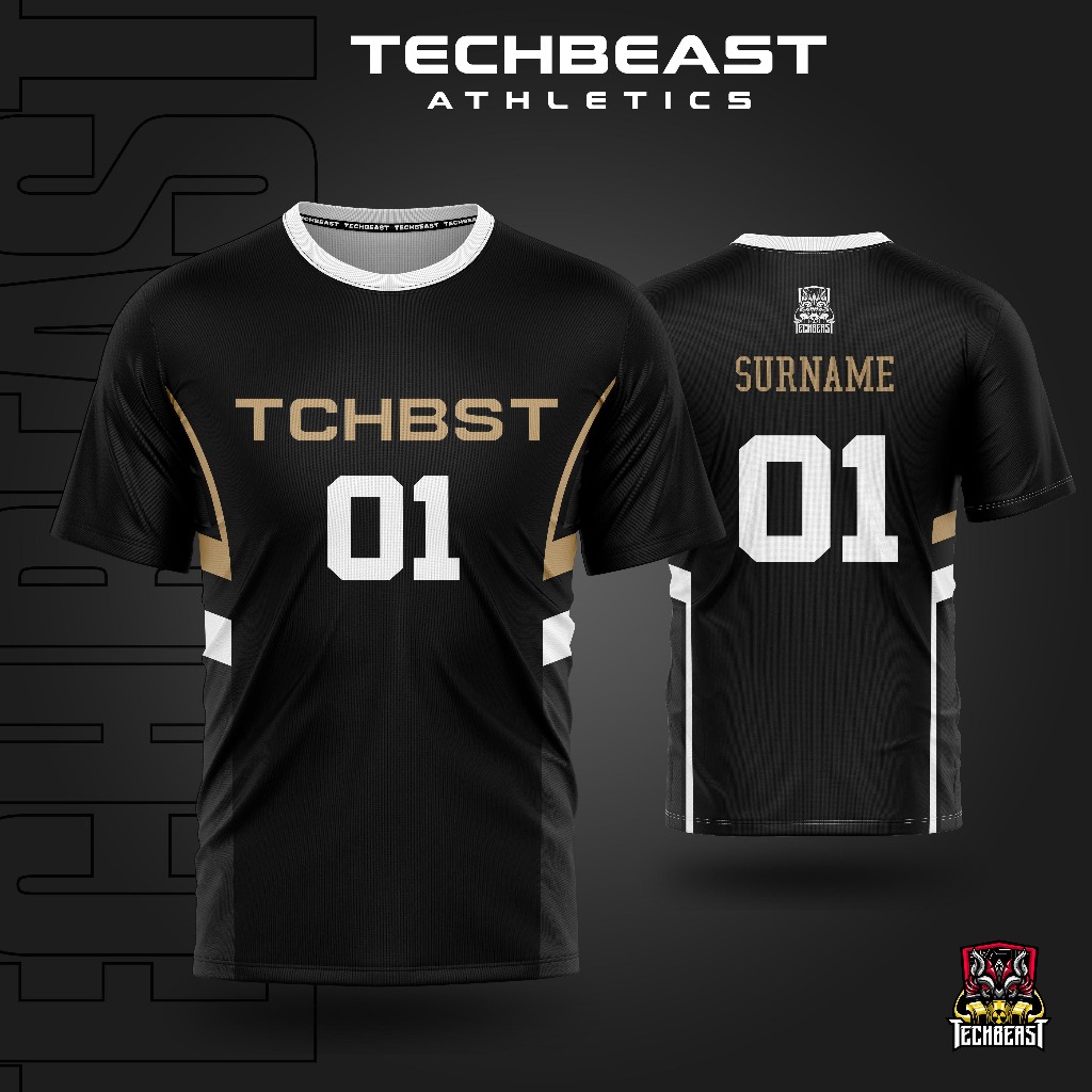 Pro Black T-shirt Full Sublimation Jersey Techbeast ( CUSTOM NAME + NUMBER ) | Shopee Philippines