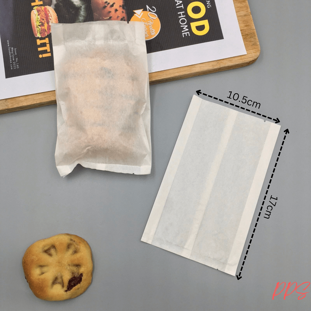 100pcs White Cotton Paper Pastry Packet Frosted Baking Bag Oil-Proof ...
