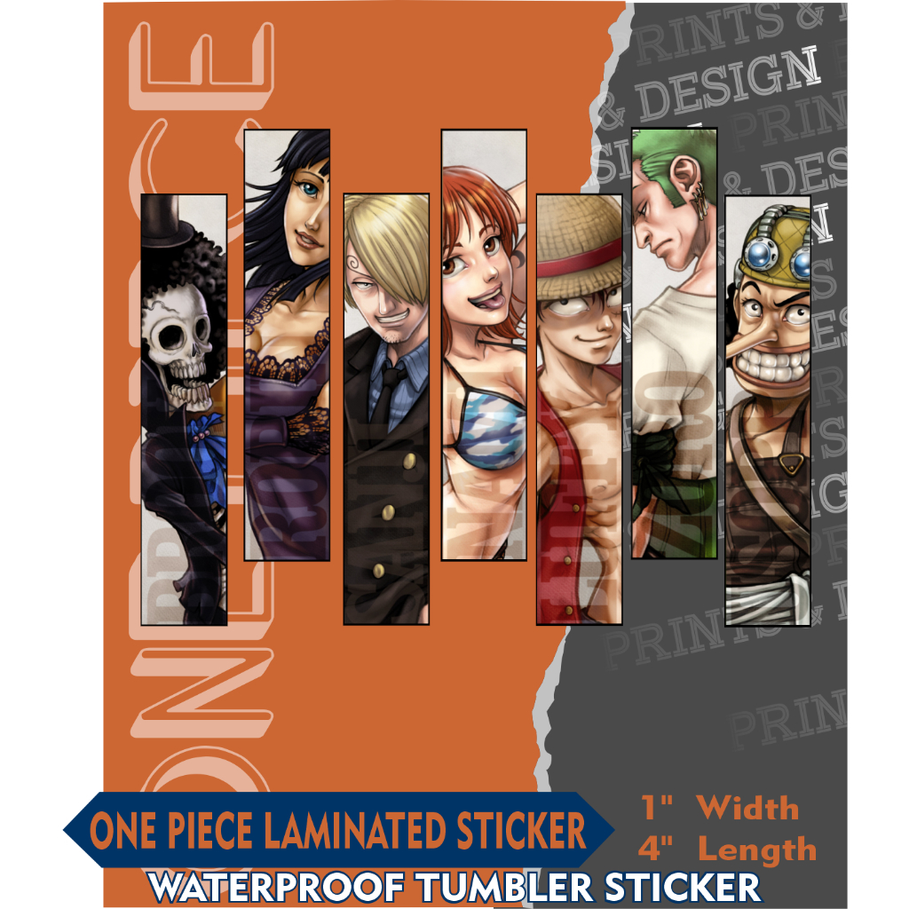 ONE PIECE STICKER LAMINATED| Laminated Matte | Vinyl Sticker| Tumbler ...