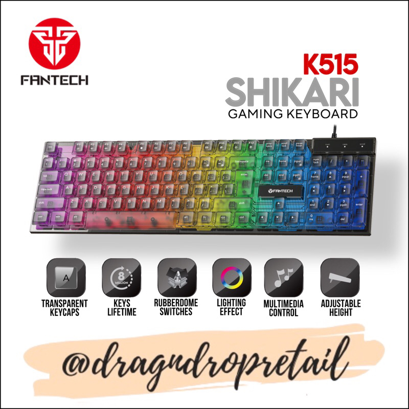 FANTECH SHIKARI K515 RGB Gaming Keyboard, Rubber Dome Switches ...