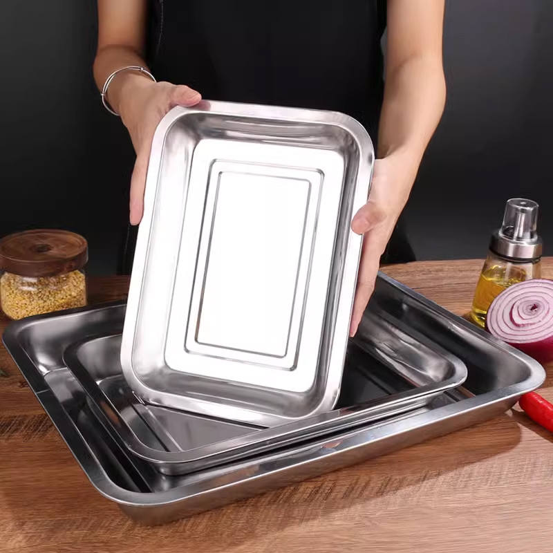 Stainless steel disk rectangular barbecue barbecue iron dish dish dish ...