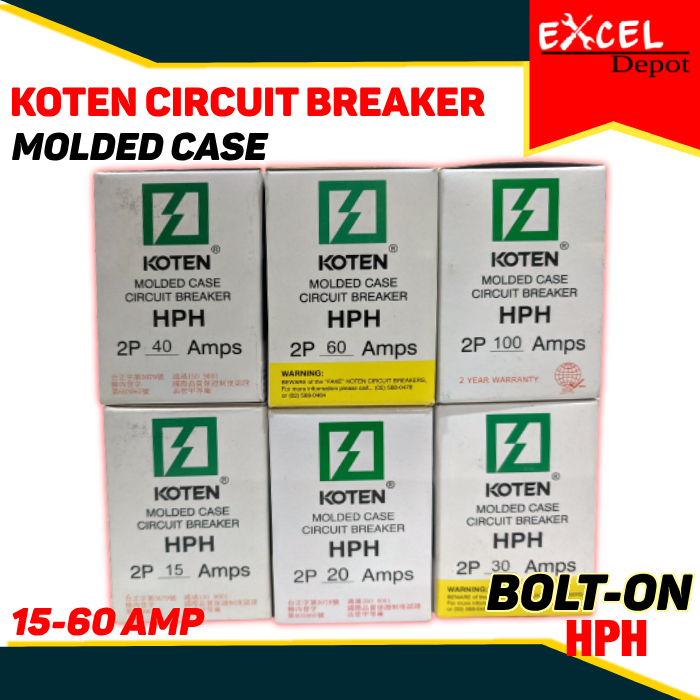 KOTEN Bolt On Circuit Breaker HPH 2P 15, 20, 30, 40, 60 Ampere | Shopee Philippines
